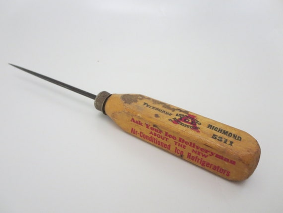 Antique Ice pick - Wood Handle Advertizing Ice Pick