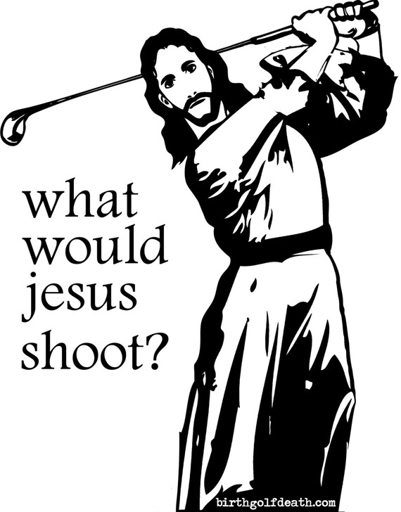 Men's 'What would Jesus shoot' Golf Tee Shirt