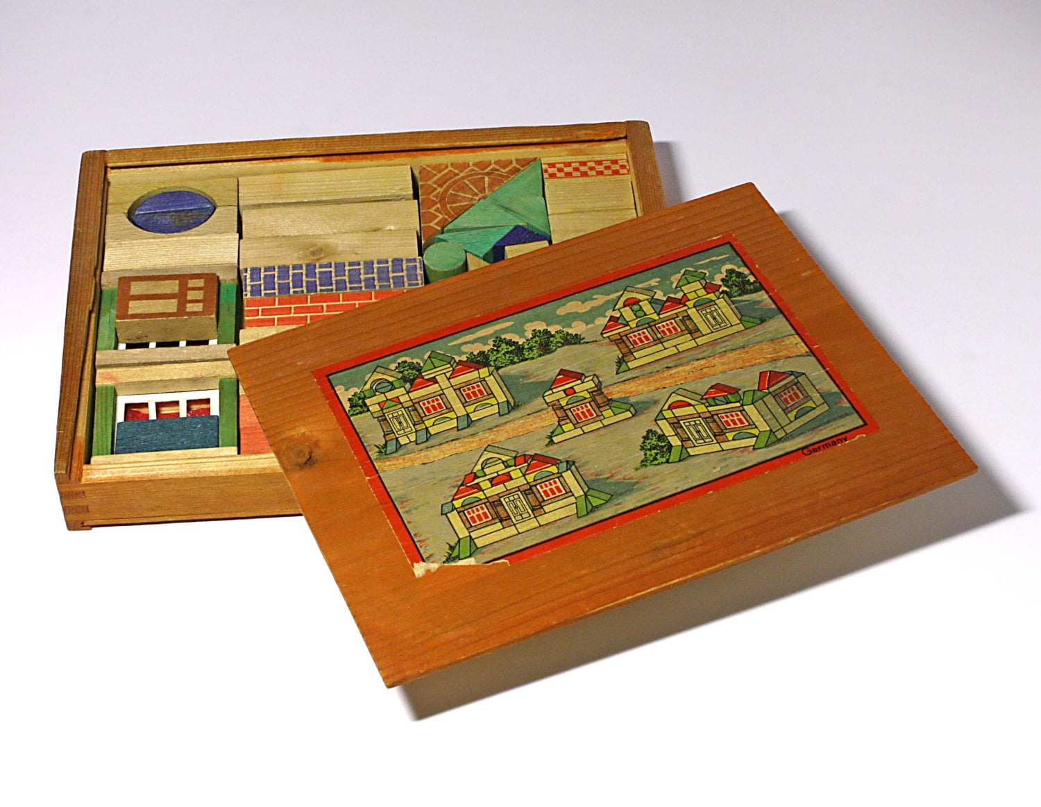 Antique German Wooden Building Block Set by BewitchingVintage