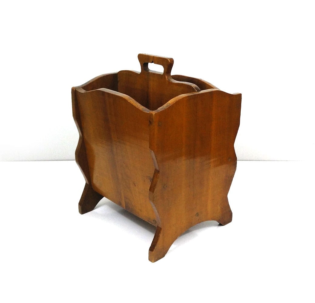 Antique handcrafted wood magazine rack – Haute Juice