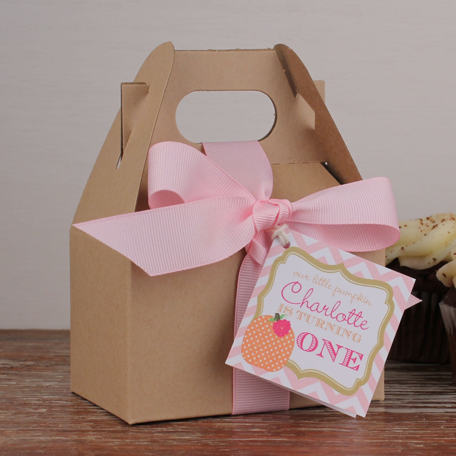 12 Personalized Mini Gable Boxes Little Pumpkin by thefavorbox