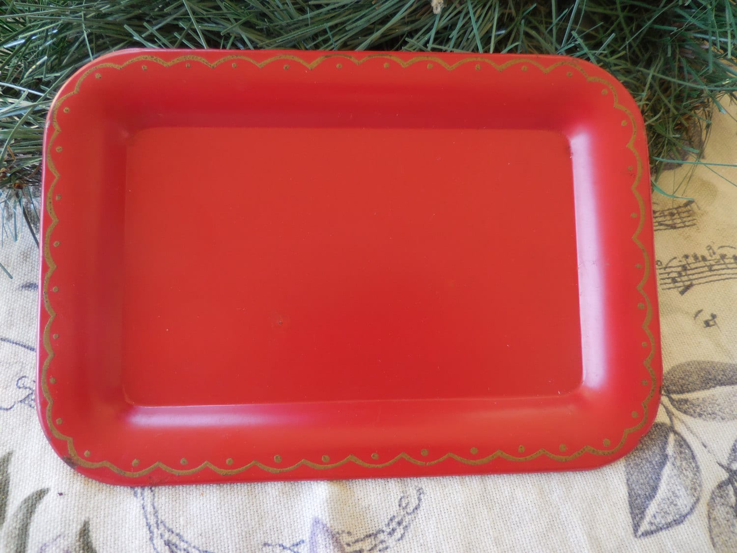 Vintage Mini Tray Snack Red With Gold Trim 1960s Miniature Tray Tiny ...