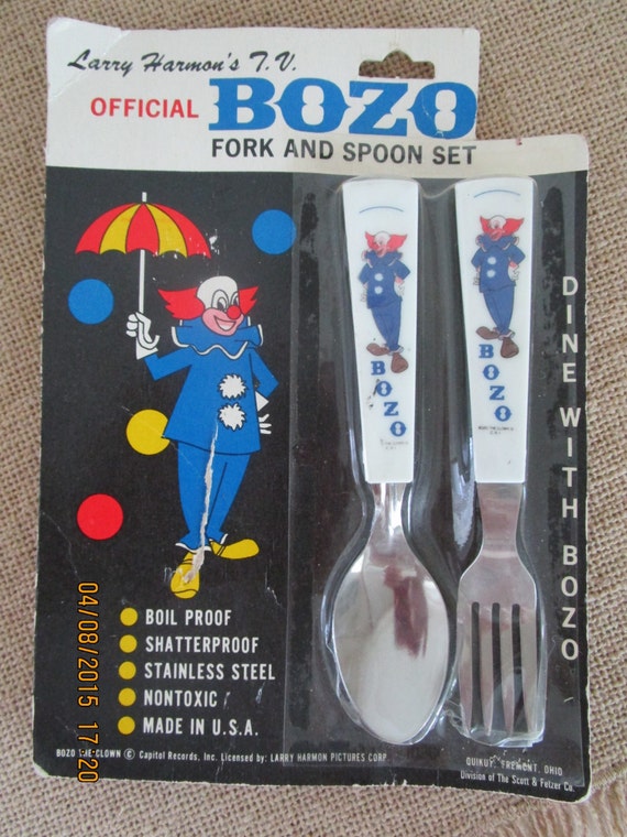 Vintage Official Bozo the Clown Fork and Spoon by blissfulfinds