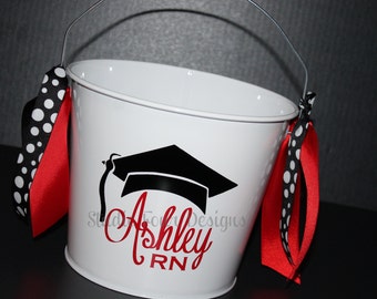 Items similar to 5 QUART Personalized Graduation Bucket/Pail ...