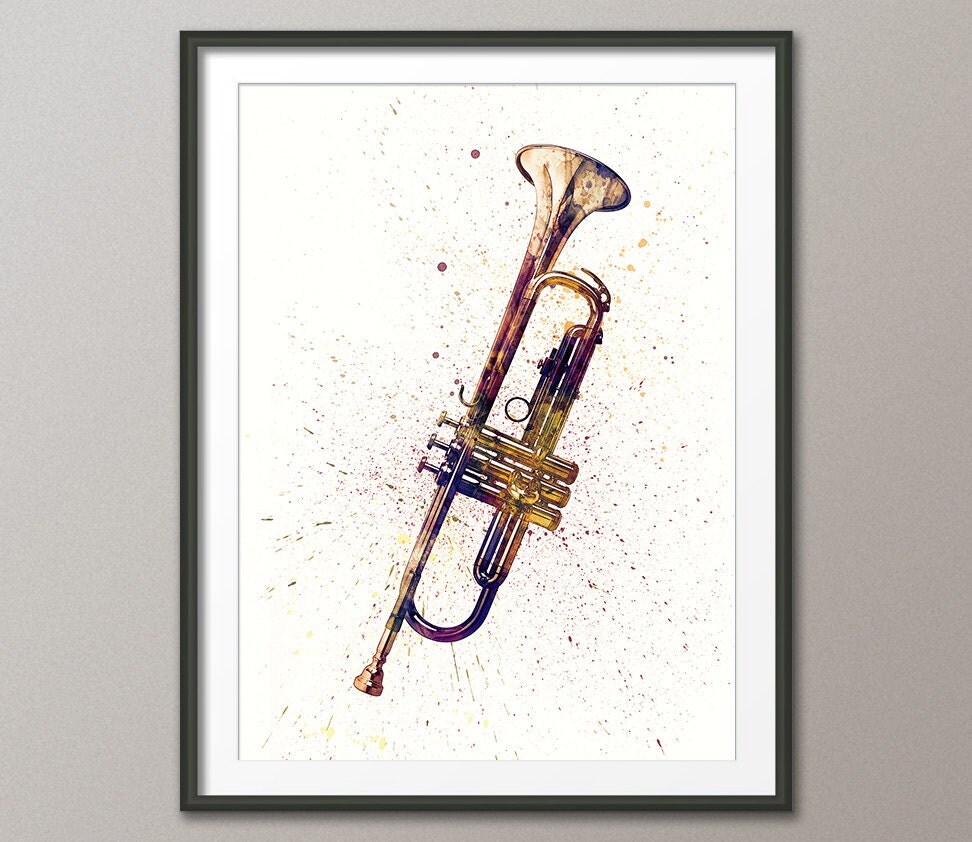 Trumpet Abstract Watercolor Music Instrument Art Print 2000