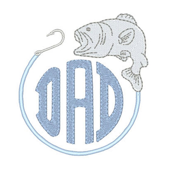 Fish and Hook Monogram Frame Instant Download