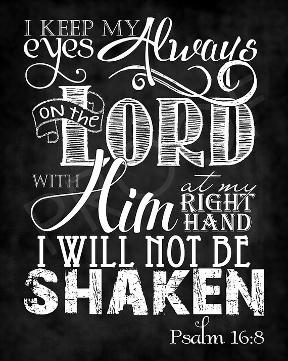 Scripture Art Psalm 16:8 Chalkboard Style