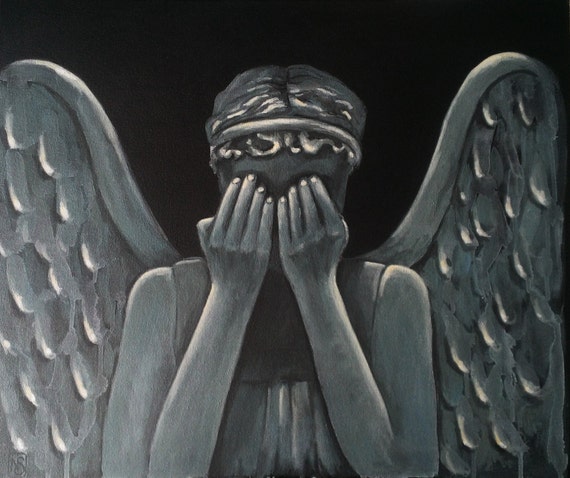 Weeping Angel Original painting Fan Art Doctor by NinaShillingArt