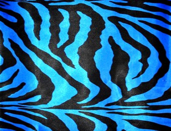 Items similar to Zebra on Blue Print Charmeuse Fabric 5 FULL YARDS Free ...