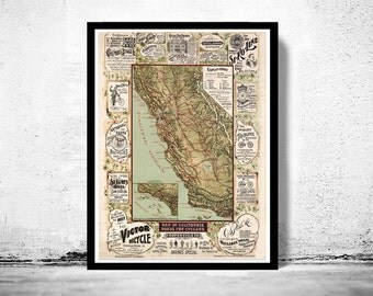 Map of california | Etsy