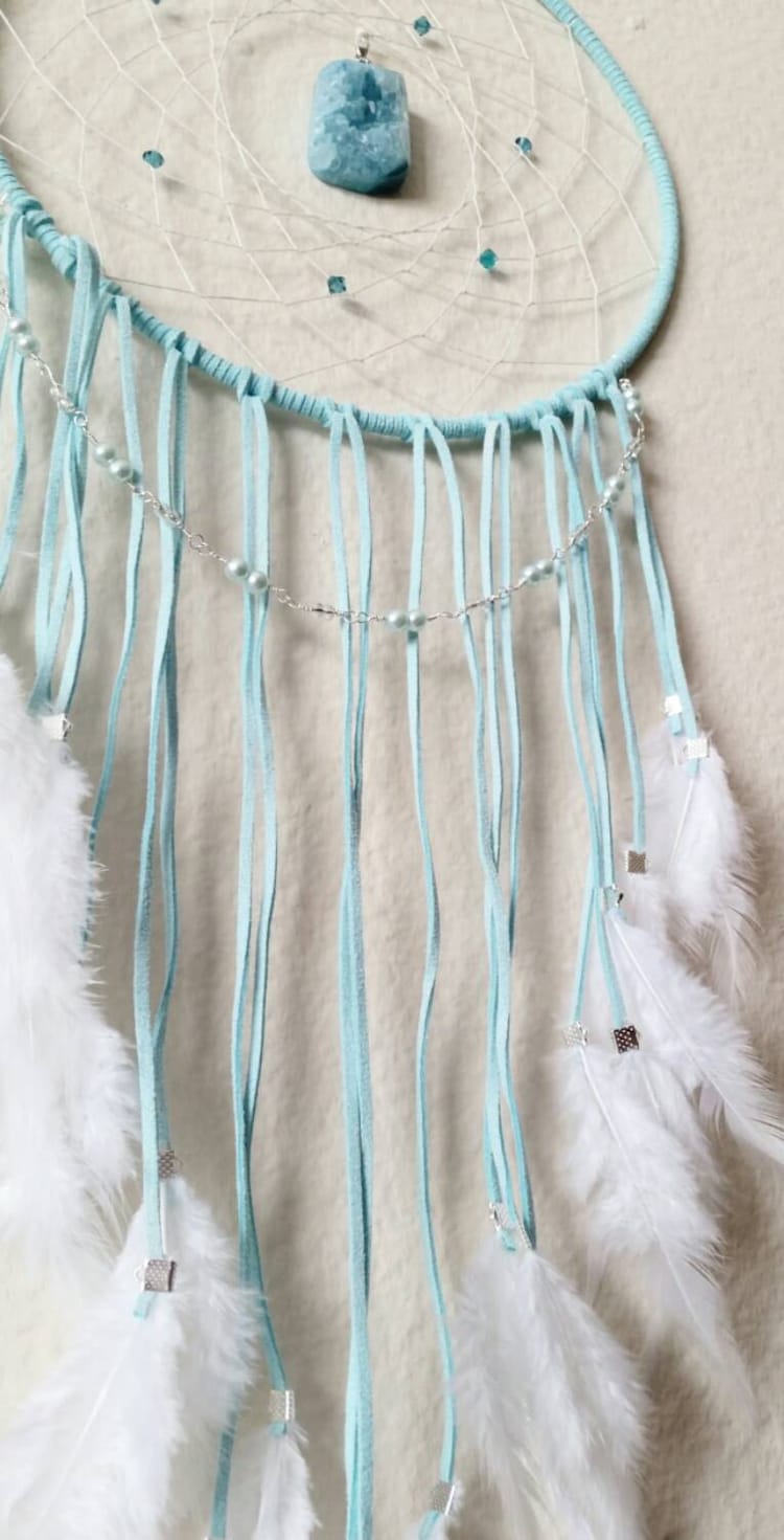 Large Light Blue Dream Catcher with Blue by GypsySoulDreaming