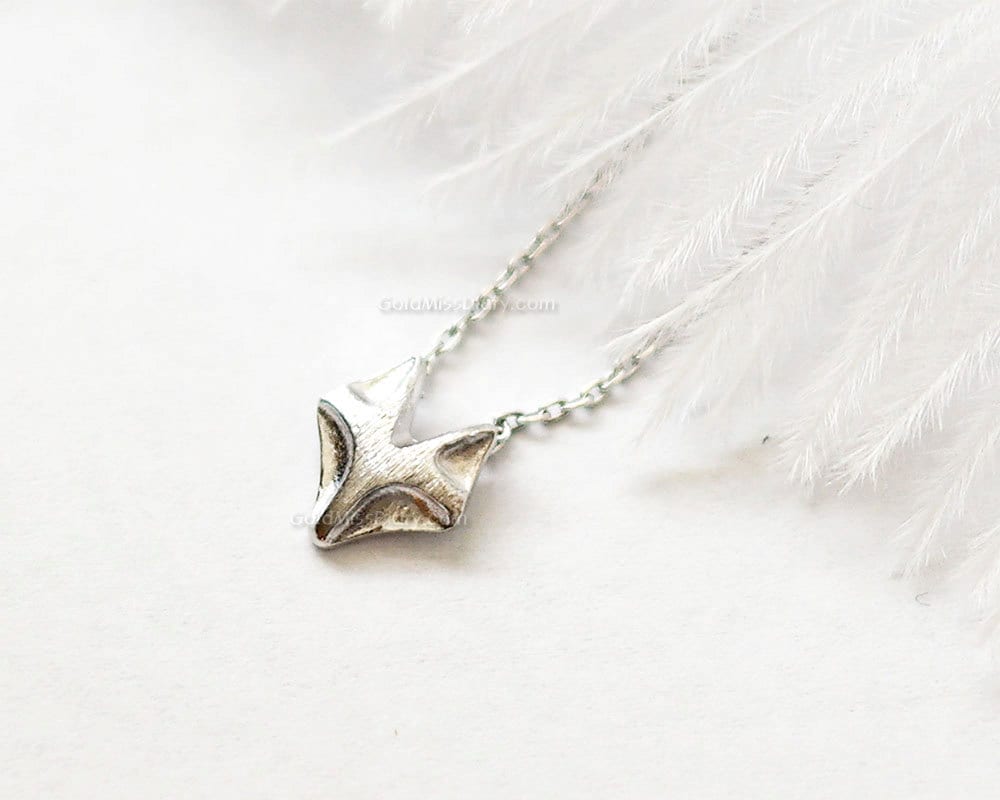 tiny silver Fox necklace fox necklace dainty everyday