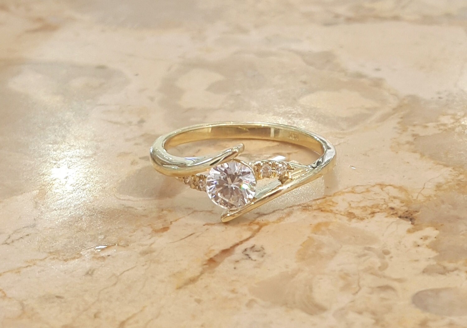 Twist Engagement Ring Unique Engagement RIng Yellow Gold