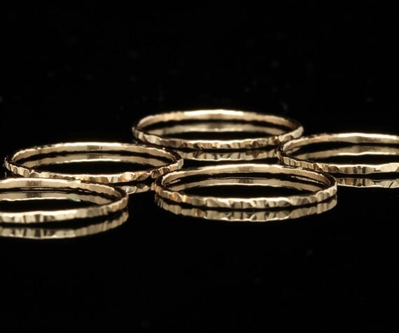 Gold Stacking Rings Sold Per Ring Hammered Gold Ring Gold