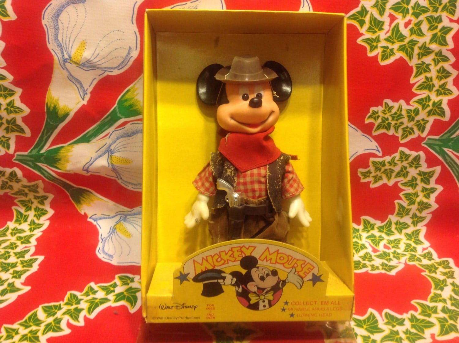 Vintage plastic toy Mickey Mouse Cowboy Mickey figurine Mint