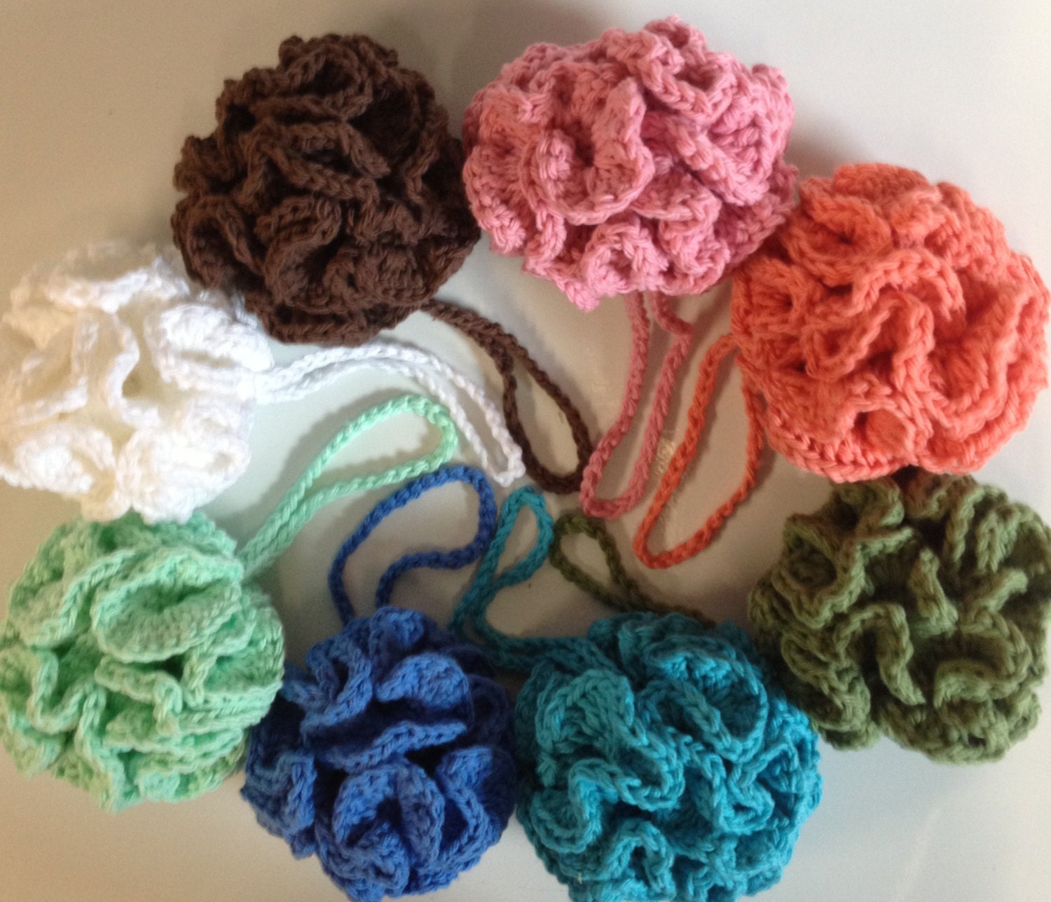 Hand Crocheted Cotton Loofah Loofa in Multiple by handmadebymellon