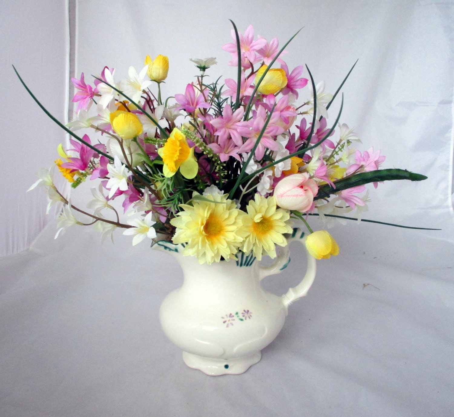 SALE Flower Arrangement flower pitcher by NorthernLitesGifts