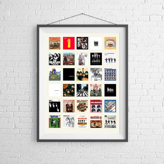 Collection of Beatles Record Albums Beatlemania Poster Art