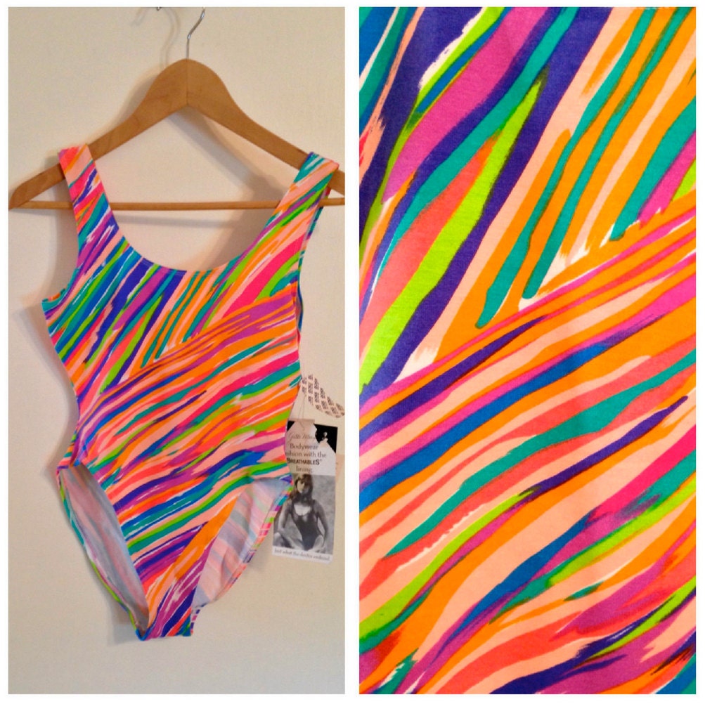 Vintage Gilda Marx NWT Leotard Neon 80s Unitard Workout High