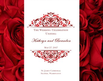 Wedding Ceremony Program Template Vintage Gold
