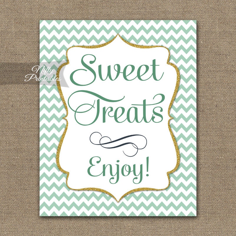 Desserts Sign Mint Gold Sweet Treats Sign Mint Green