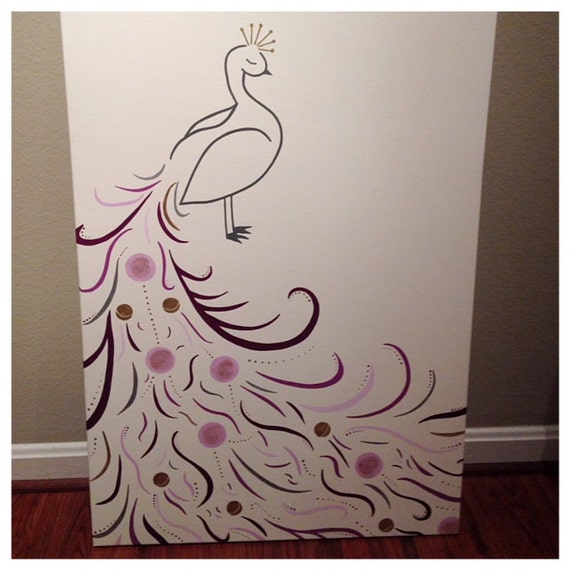 Items similar to Pretty peacock custom painting on Etsy
