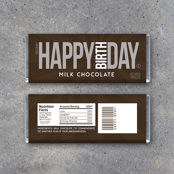 HAPPY BIRTHDAY Candy Bar Wrappers Printable Instant Download