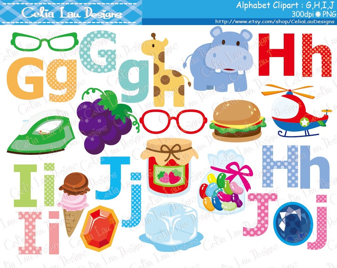 Alphabet clipart : GHIJ / Back to School clip art / INSTANT