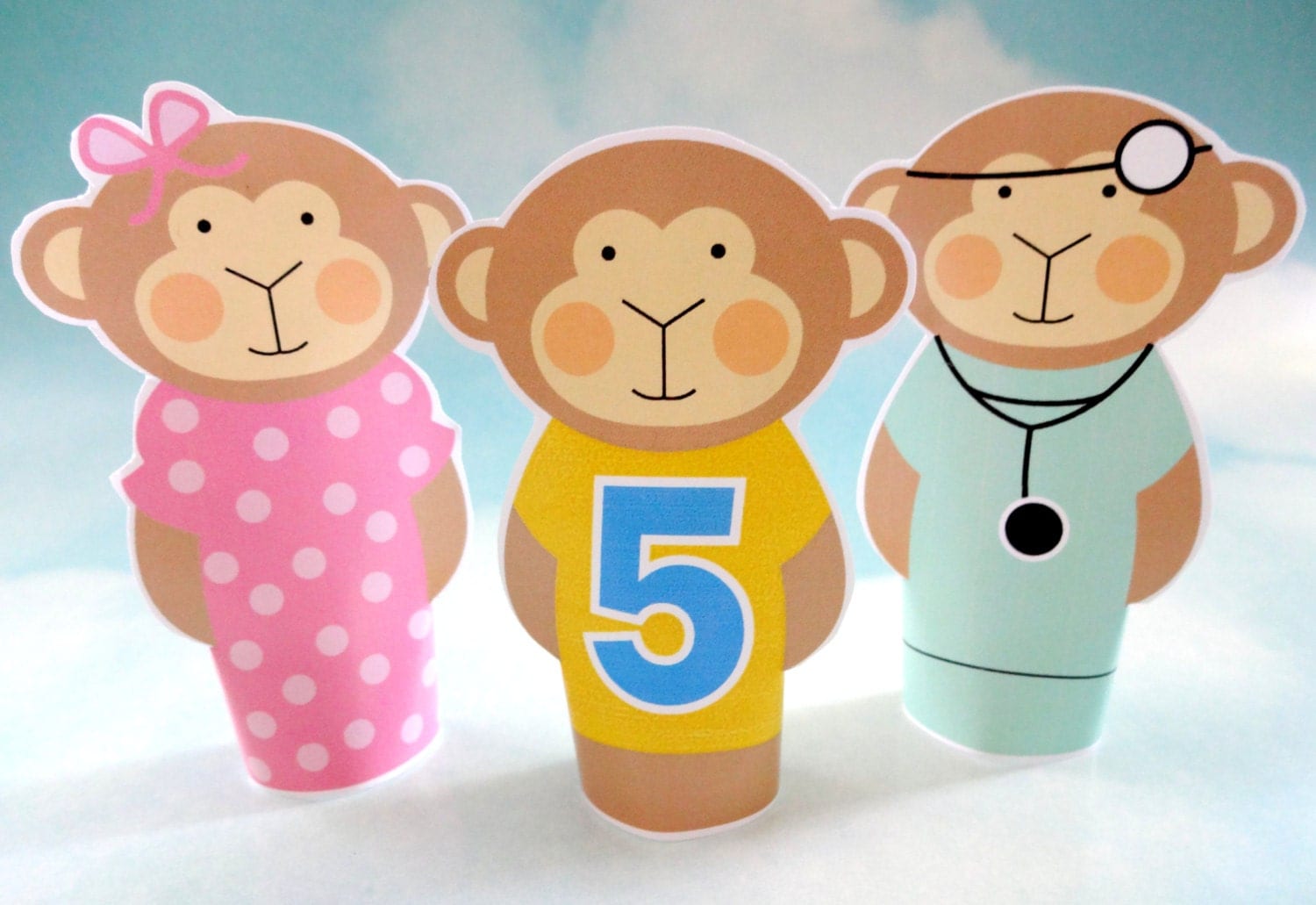 DIY Printable Finger Puppets Five Little Monkeys Jumping on