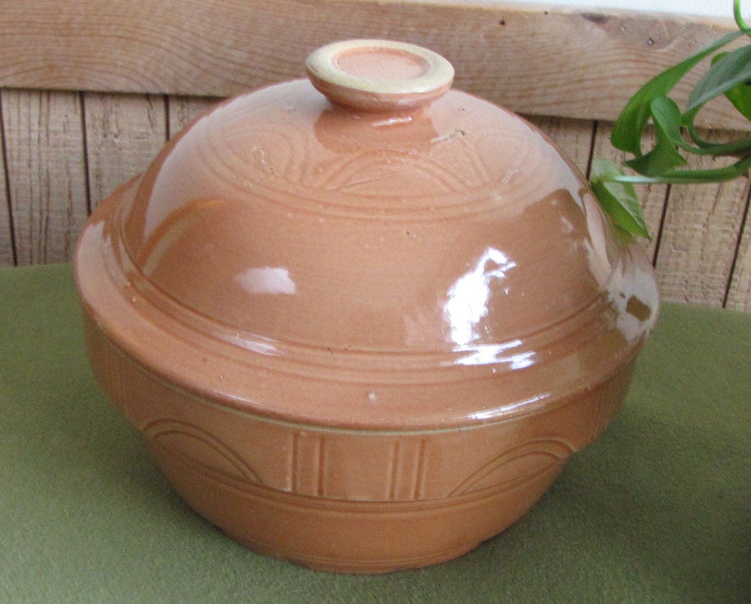 Watt Pottery Ovenware Casserole, Covered Terra Cotta Stoneware Dish ...