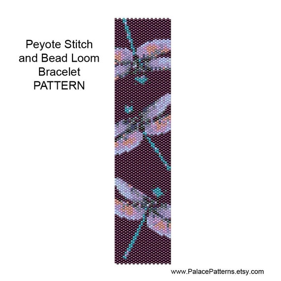 Purple Dragonfly Peyote Stitch Bracelet Pattern Bead Loom