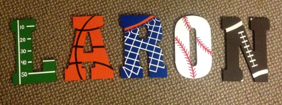 Sports letters for children's room/nursery