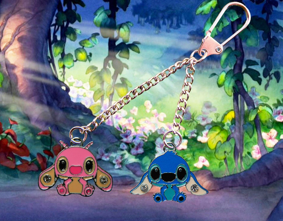 Disney Lilo & Stitch key chain/keyring with Stitch and Angel