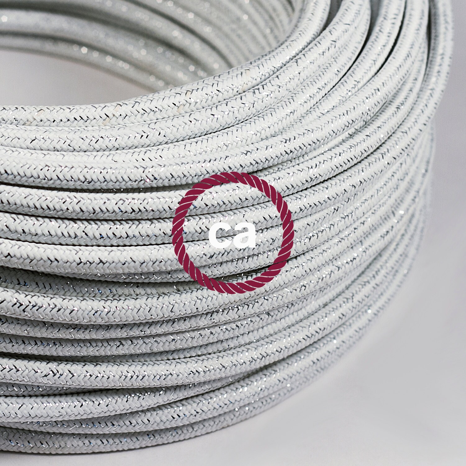 White Glittering Cloth Covered Wire Vintage by IronLumberandLight