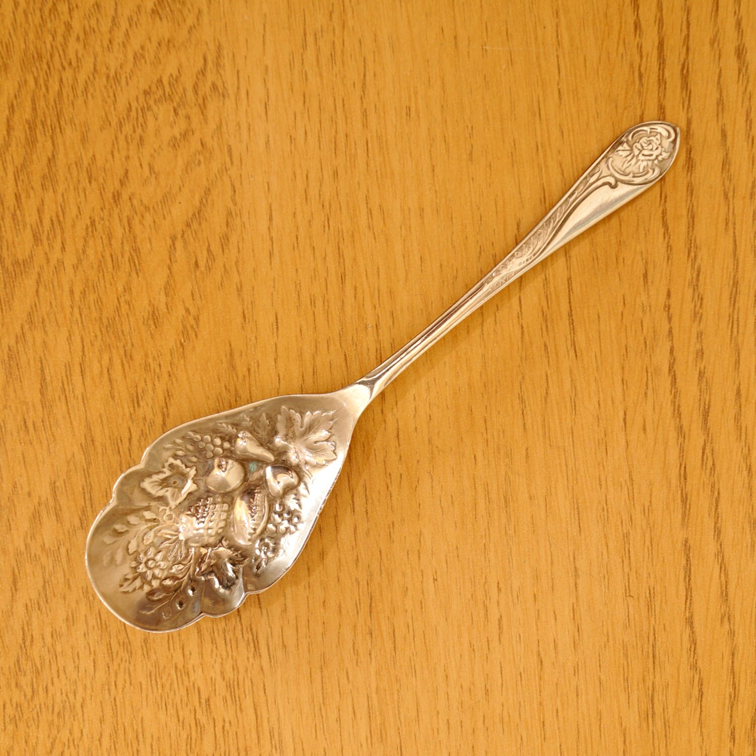Antique Silver Plated Berry Spoon || Silva Potter Shefld || Repousse ...