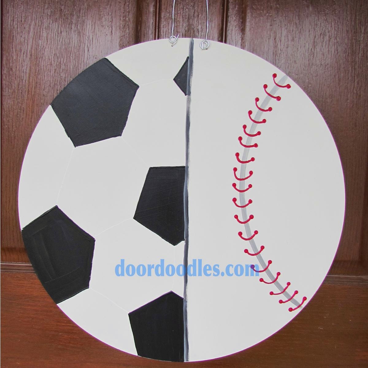 Half & Half ball soccer ball baseball softball by DoorDoodlesDecor