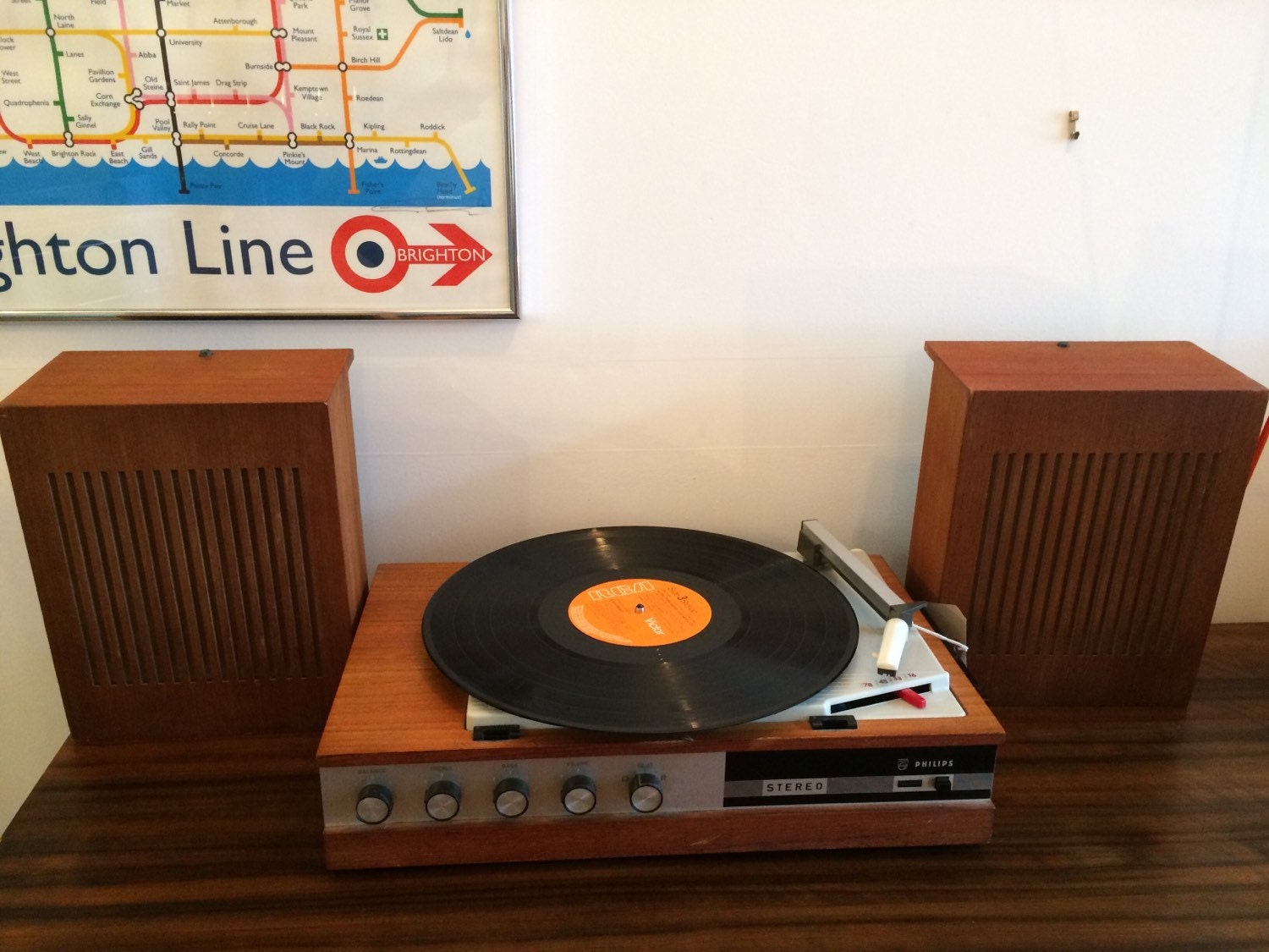 Original 1960s teak cases portable Philips Record Player. vintage/retro ...