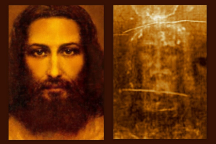 Jesus Face and Shroud of Turin Image Print Picture Poster