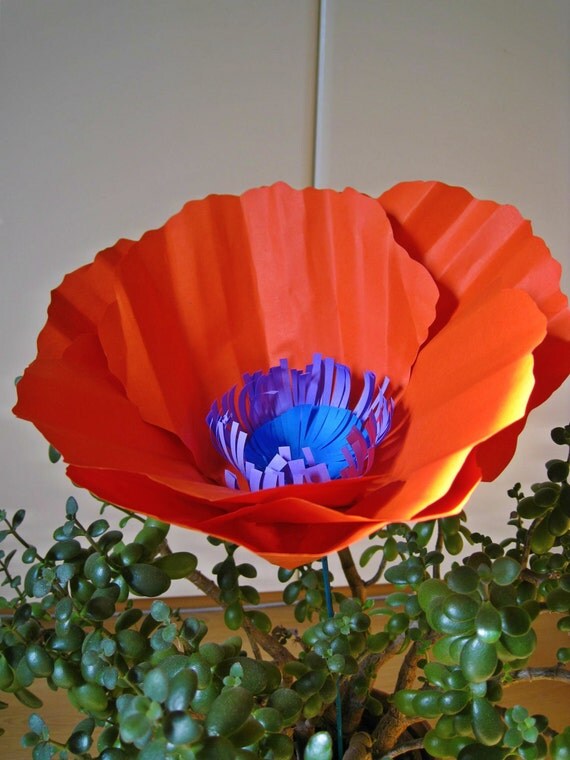 Red Paper Poppy Big Paper Flower Red Paper by ThePurpleDream