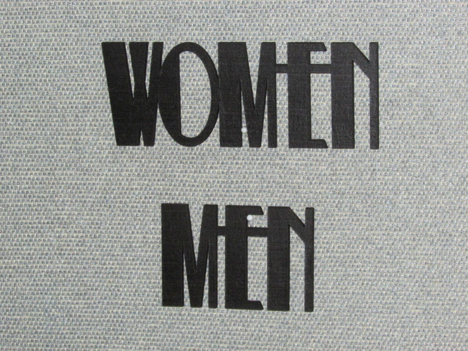 Men and Women Wall Word Sign Set Art Deco Letter Style Black