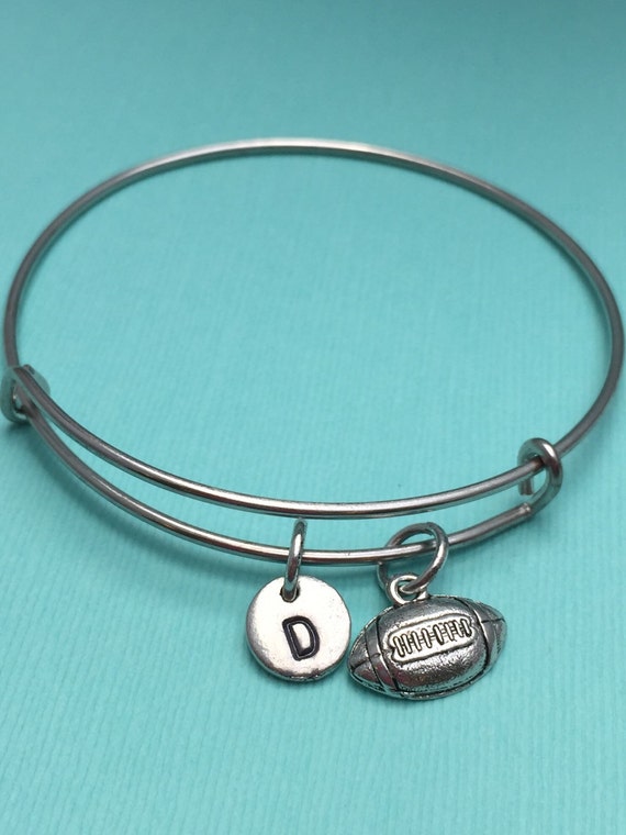 Football bangle bracelet football charm bracelet sports