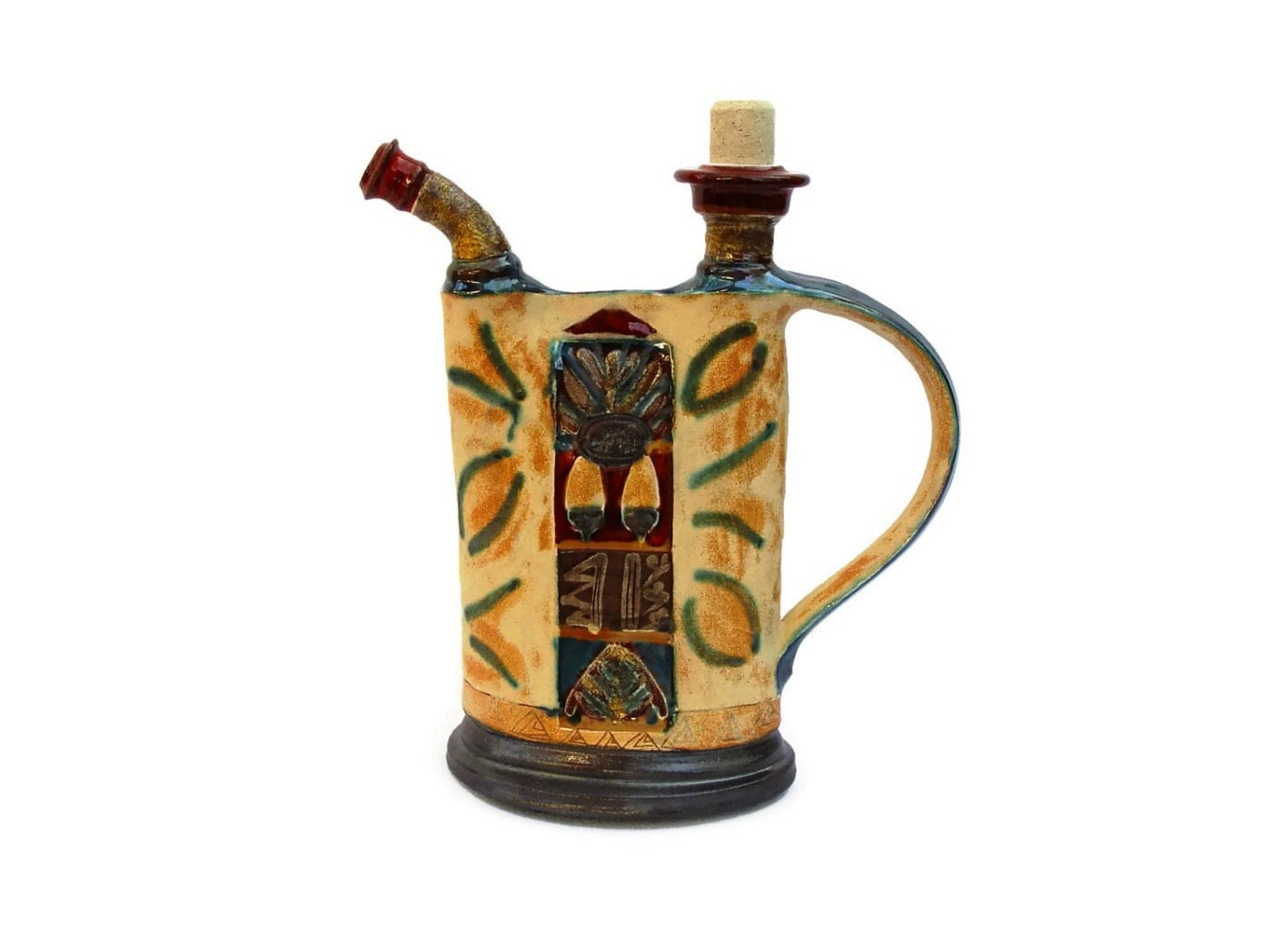 Clay Pitcher, Pottery Pitcher, Colorful Ceramic Bottle, Pottery ...