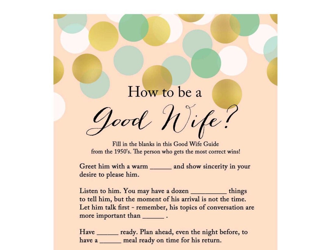 How to be a good wife good wife guide 1950's by MagicalPrintable