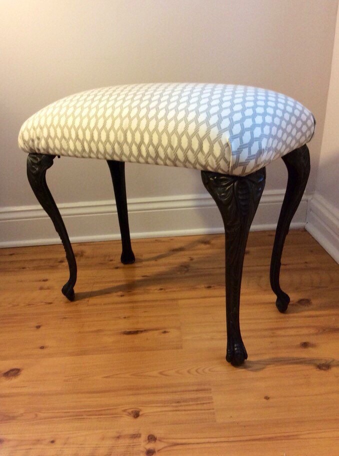 Claw Foot Bench Seat Piano or Vanity Bench Wrought Iron Legs Antique ...