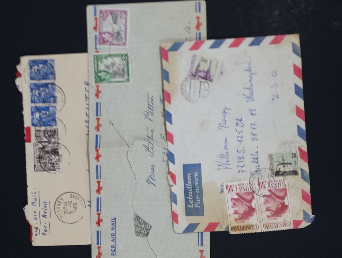 Original Posted Airmail Letters/Envelopes with Stamps of King Edward ...