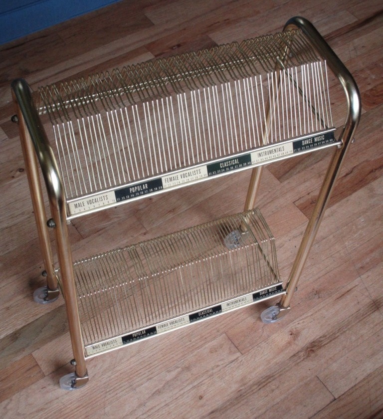 Vintage Goldtone Double Rolling Record Cart – Haute Juice