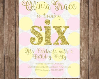 Chalkboard 6th Birthday Invitation. Sixth Birthday Invite.
