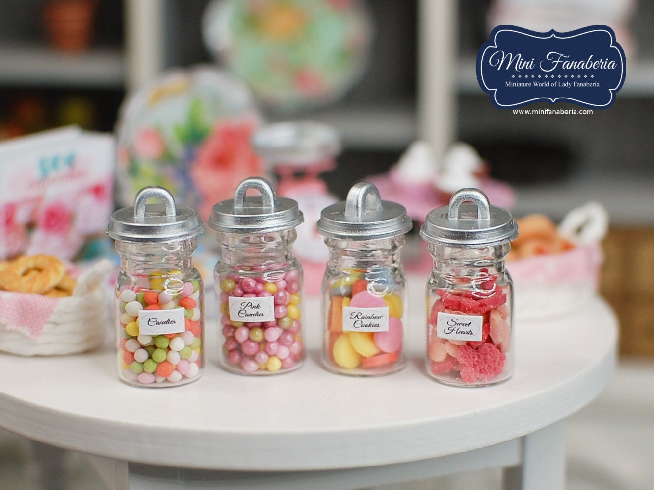 Miniature Jar with candies 4 types handmade by MiniFanaberia