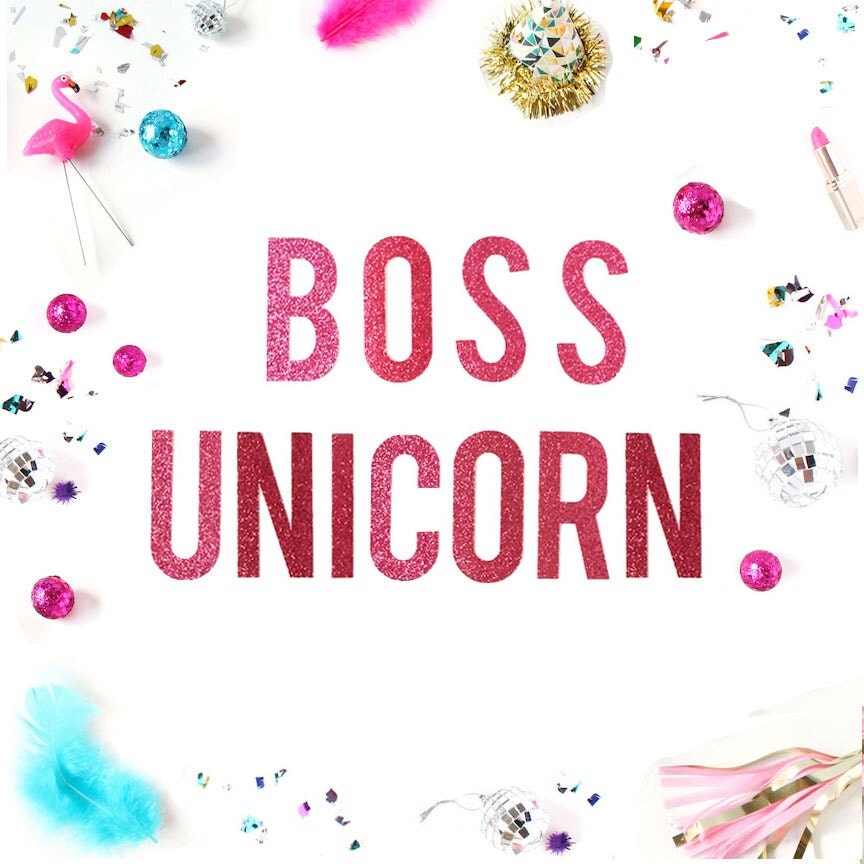 BOSS UNICORN Glitter Letter Banner by theBannerie on Etsy