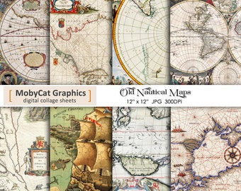 Nautical world map | Etsy